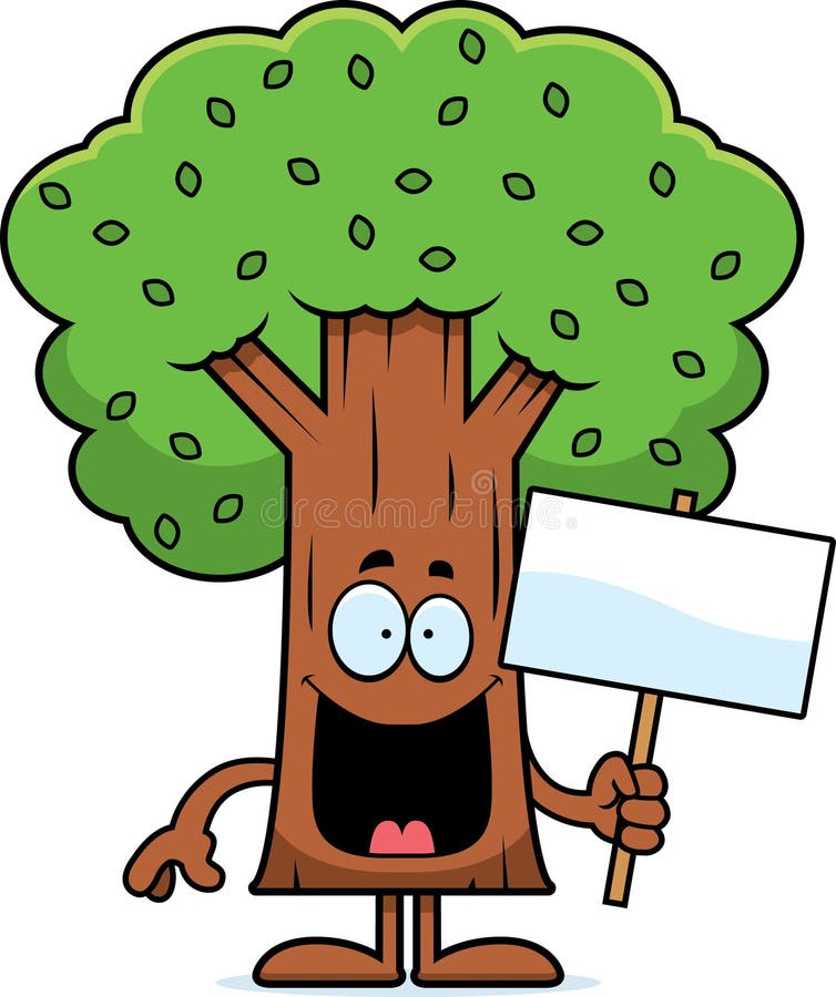Cartoon Tree Sign stock vector. Illustration of smiling - 47754253