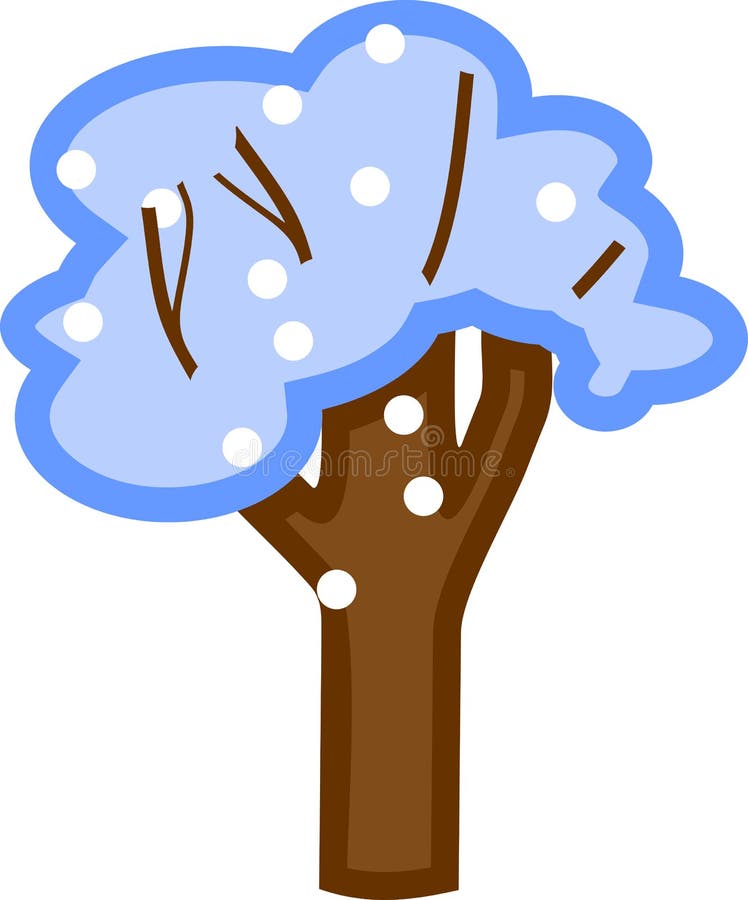 Cartoon tree stock vector. Illustration of snow, trunk - 129735125
