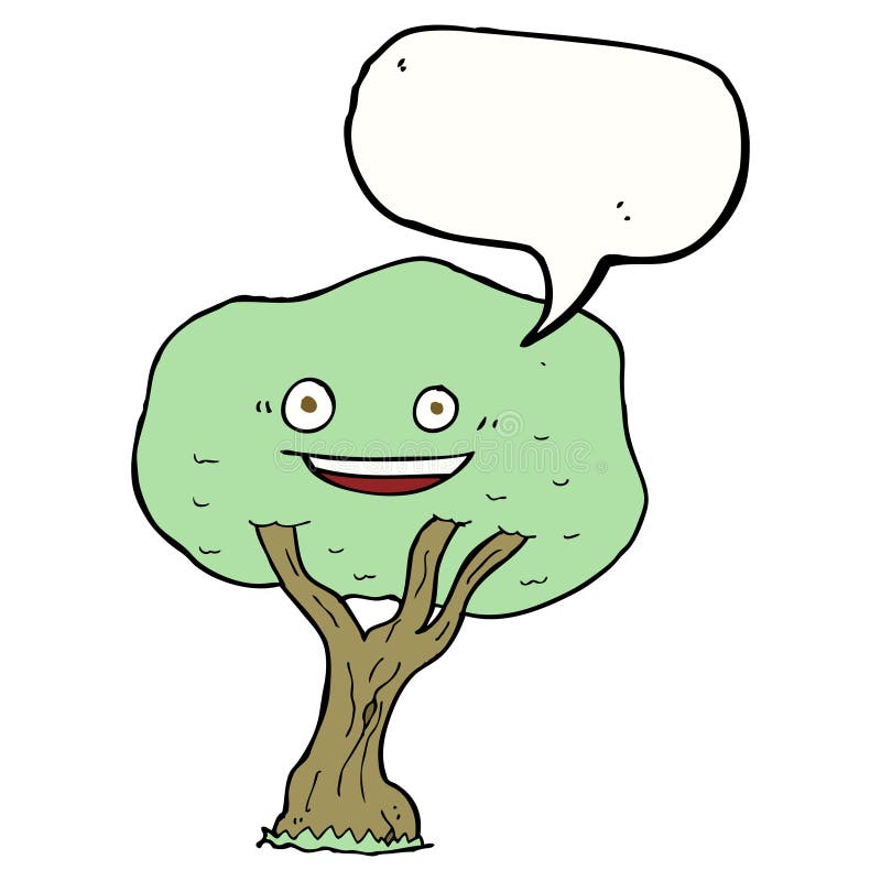 Cartoon Tree with Speech Bubble Stock Illustration - Illustration of ...