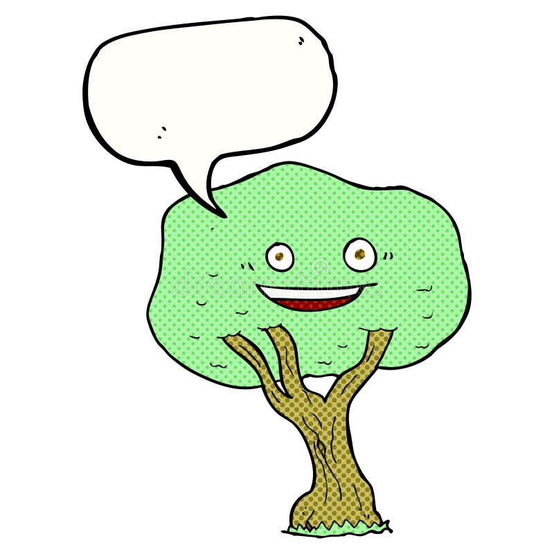 Cartoon Tree with Speech Bubble Stock Illustration - Illustration of ...