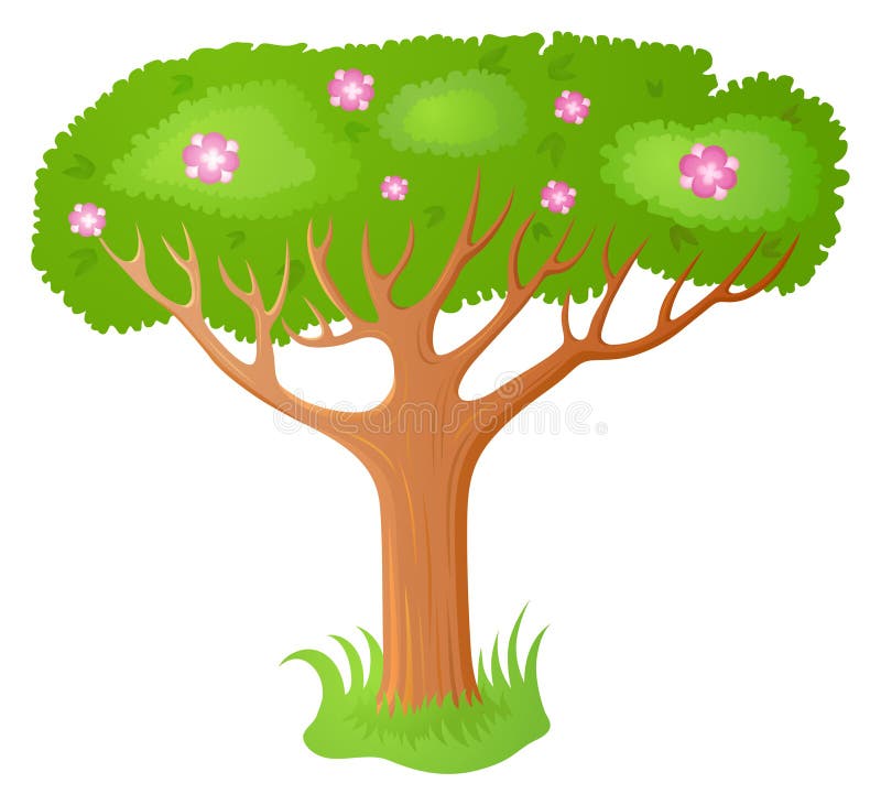 Cartoon tree stock illustration. Illustration of floral - 49373549