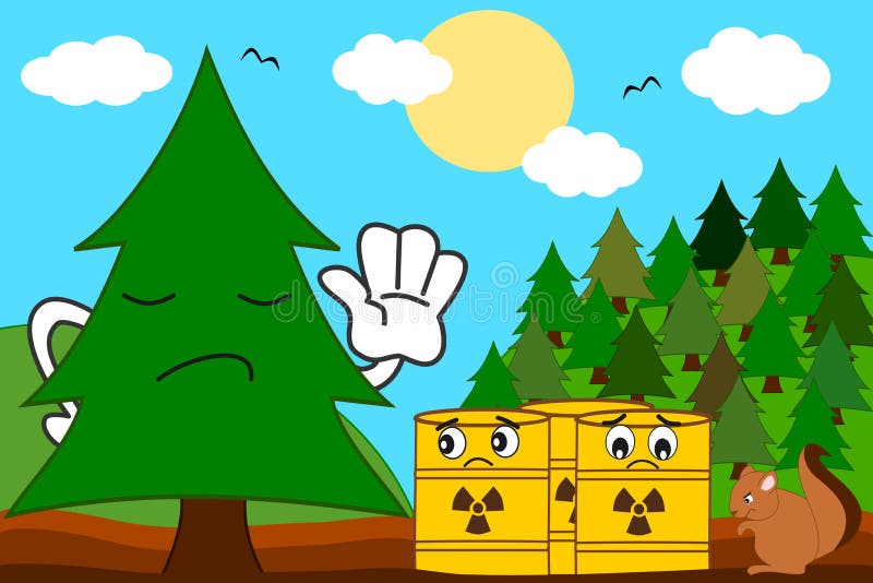 Cartoon Tree Versus Toxic Waste Concept Illustration Stock Vector ...