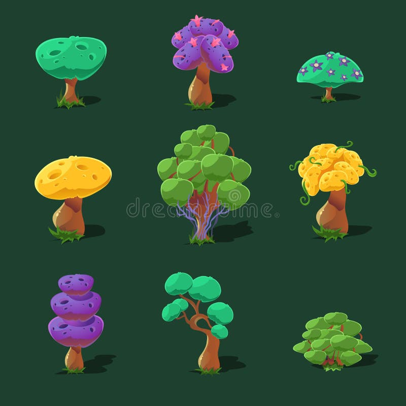 Cartoon Trees, Vector Set stock vector. Illustration of game - 53984184