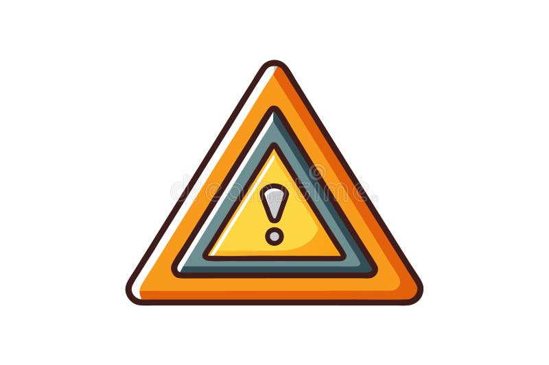 Cartoon Triangular Warning Sign Icon with Bold Yellow and Orange Colors ...