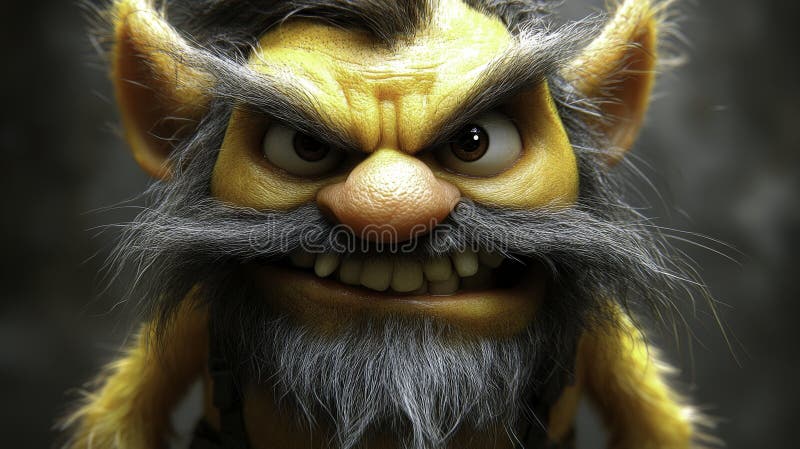 Cartoon Troll with Angry Expression. Stock Illustration - Illustration ...