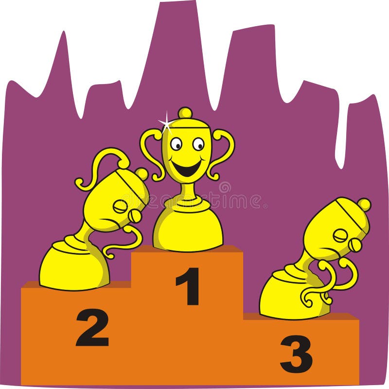 Cartoon of Trophy Expression on the Podium Stock Illustration ...