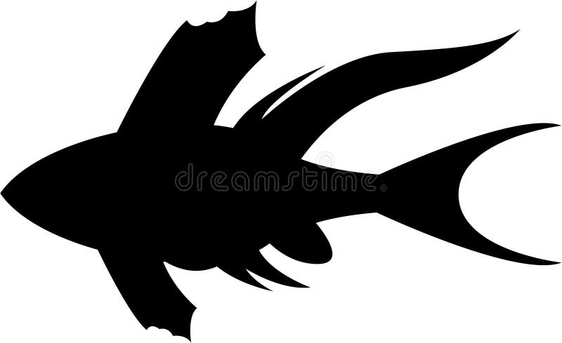 Cartoon Tropical Fish Silhouette Stock Vector - Illustration of fins ...