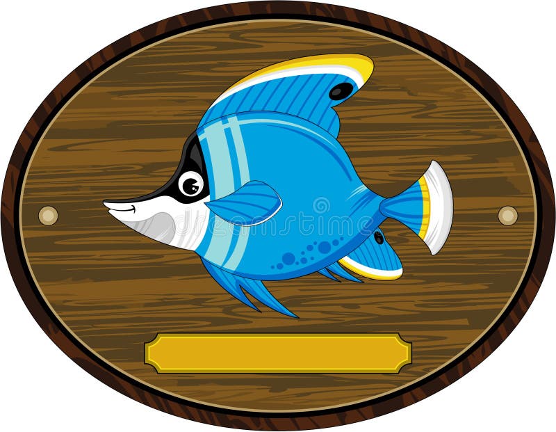Cartoon Tropical Fish on Trophy Mount Stock Vector - Illustration of ...