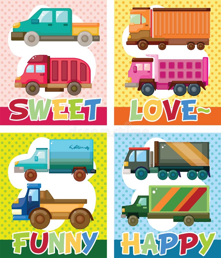Cartoon truck card stock vector. Illustration of frame - 22269876