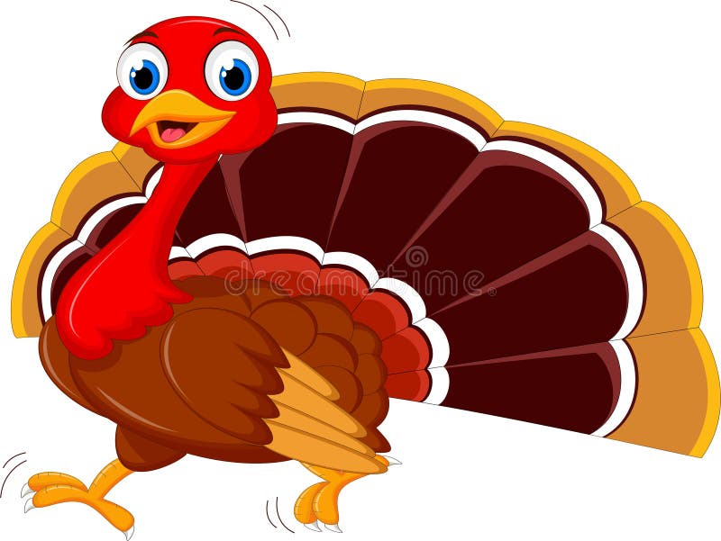 Cute turkey cartoon run stock illustration. Illustration of ...