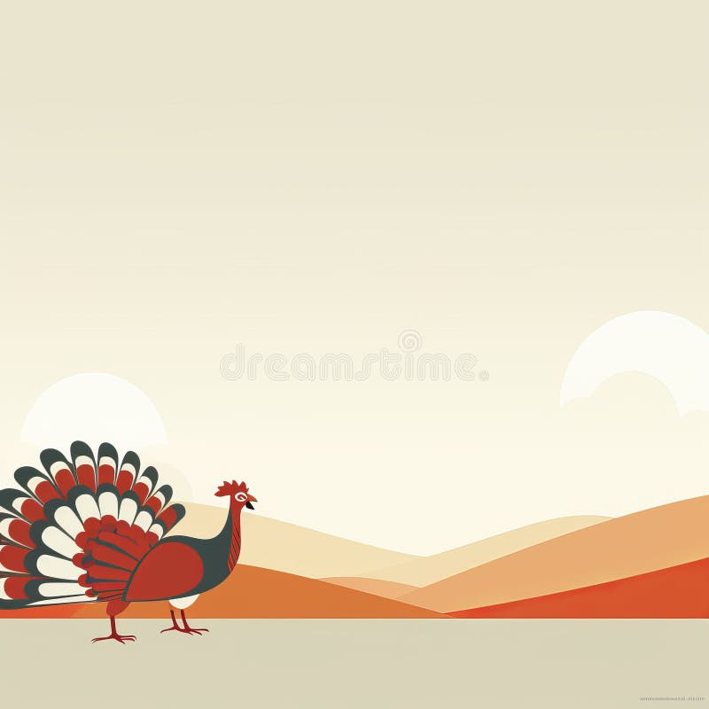 A Cartoon Turkey is Standing in the Middle of a Field Stock ...