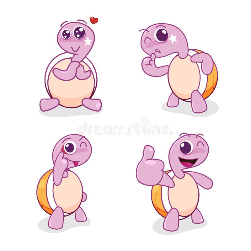 Cartoon Turtle in Actions. Animal Emotions Stock Illustration ...