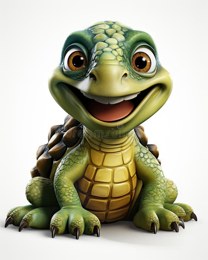 A Cartoon Turtle with Big Eyes and a Smile on Its Face. Generative Ai ...