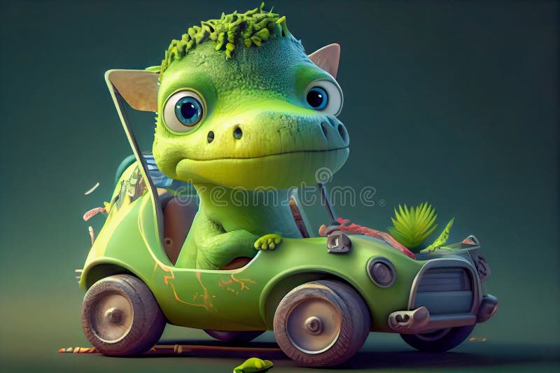 Cartoon turtle in the car stock illustration. Illustration of nature ...