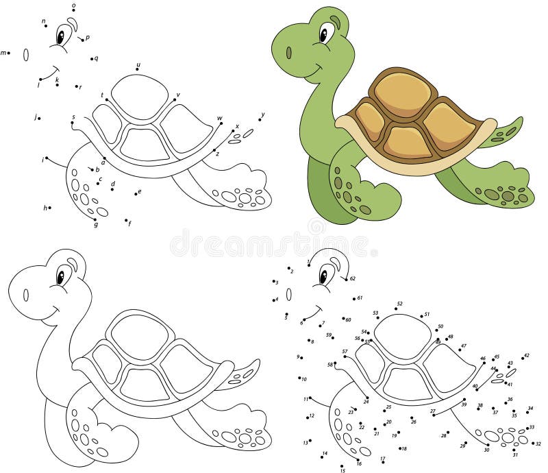 Cartoon Turtle. Color by Number Educational Game for Kids Stock Vector ...