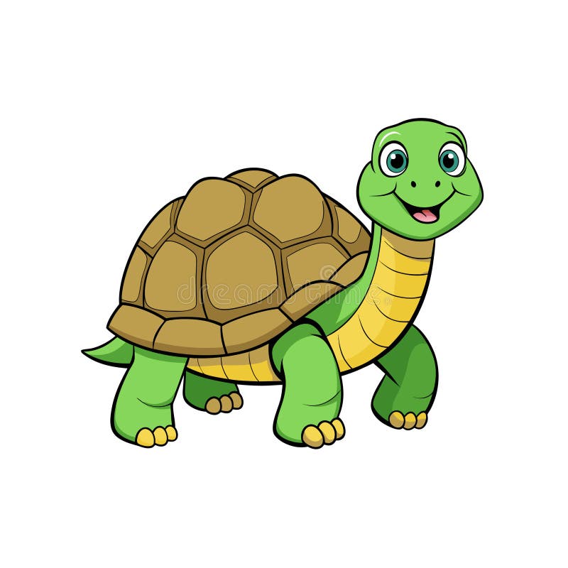 Cartoon Turtle with Friendly Face and Patterned Shell Stock Image ...