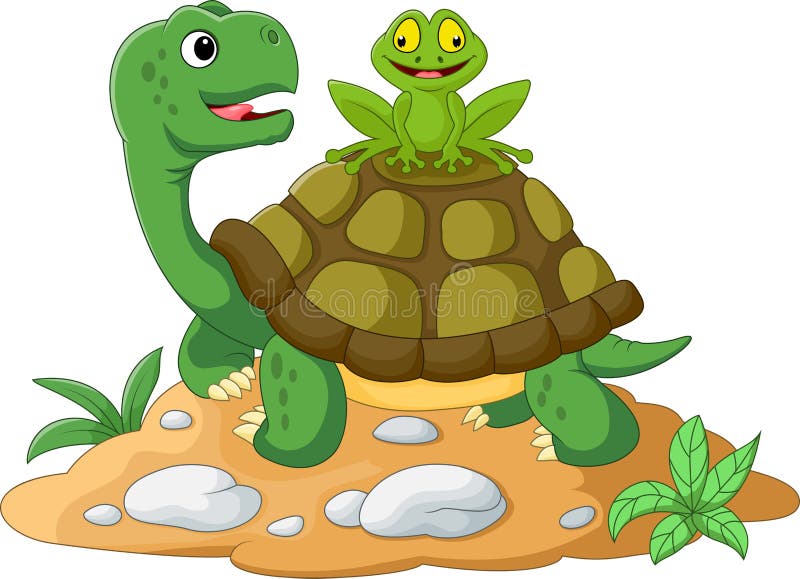 Cartoon turtle and frog stock vector. Illustration of funny - 72173607
