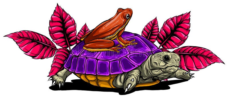 Cartoon Turtle and Frog Vector Illustration Art Stock Vector ...