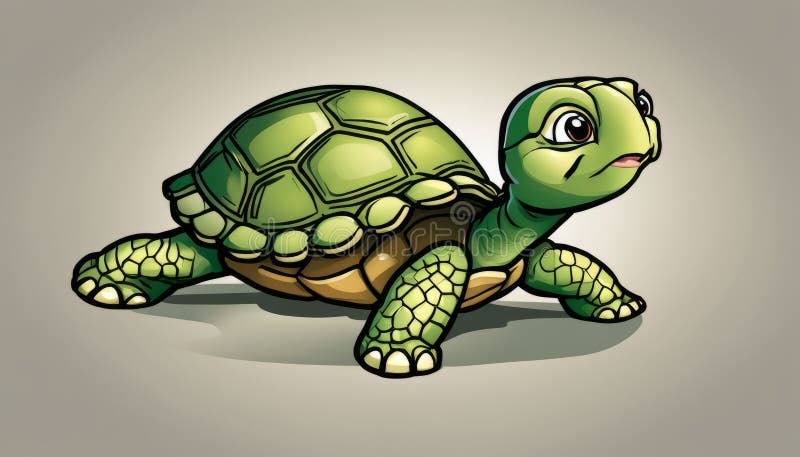 A Cartoon Turtle with a Green Head and Brown Shell Stock Illustration ...