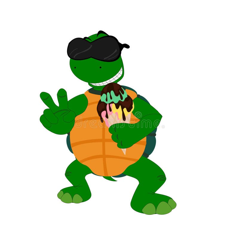 Cartoon Turtle with Ice Cream 1 Stock Vector - Illustration of peace ...