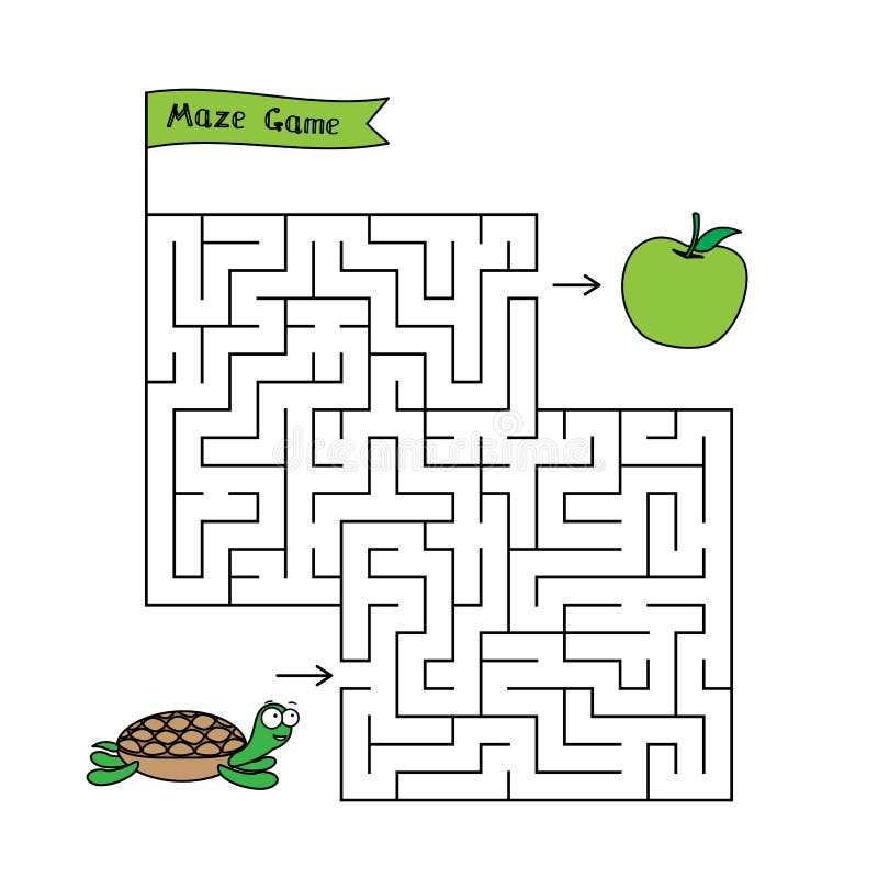 Cartoon Turtle Coloring Book Maze Game Stock Vector - Illustration of ...