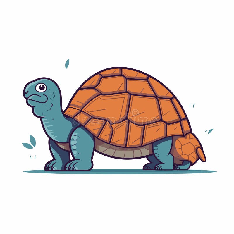 Cartoon Turtle with an Orange Shell in a Playful Pose Stock Vector ...