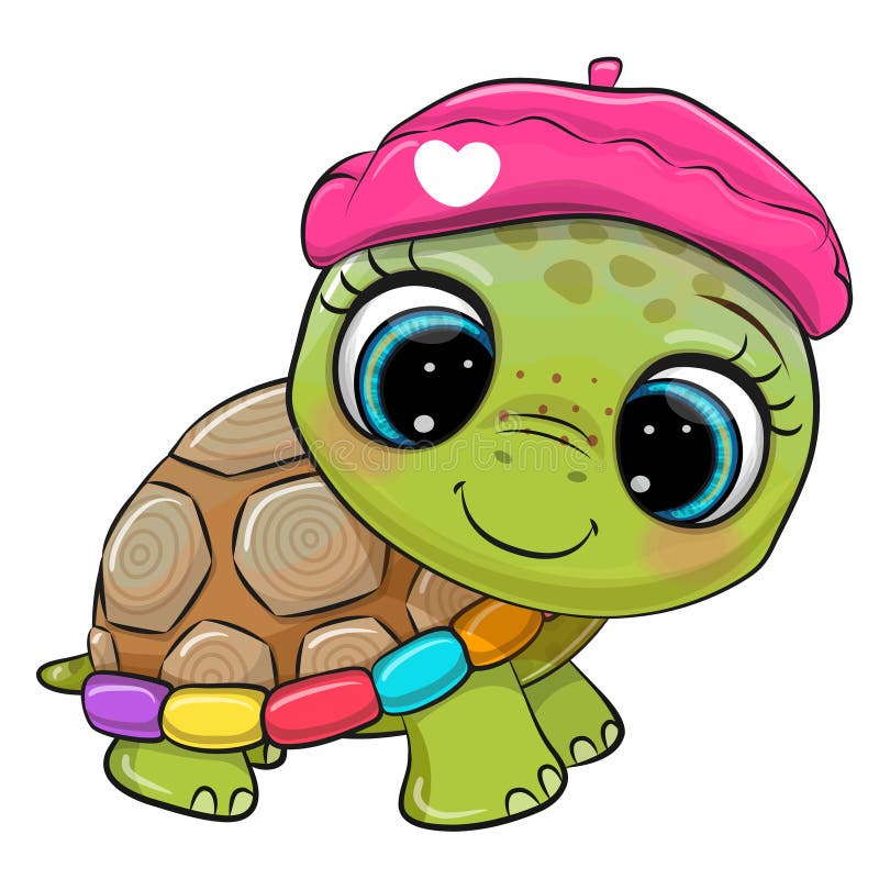 Cartoon Turtle Girl in Pink Eyeglasses with a Bow Stock Vector ...