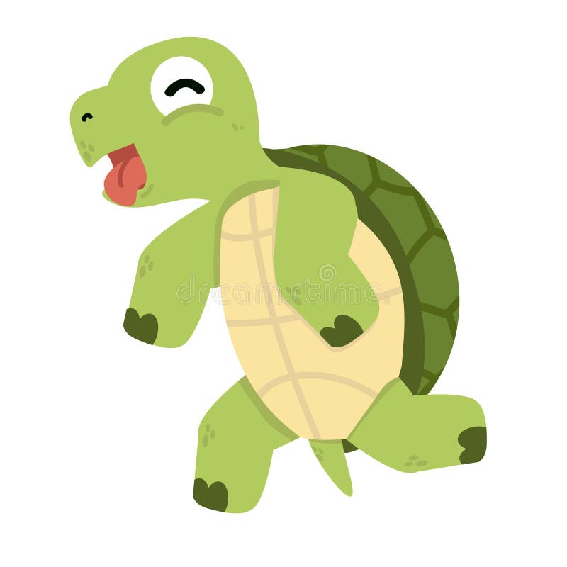 A Cartoon Turtle is Running and Tired Stock Illustration - Illustration ...