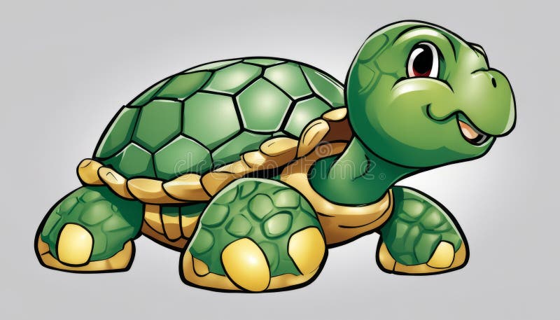 A Cartoon Turtle with a Smile on Its Face Stock Illustration ...