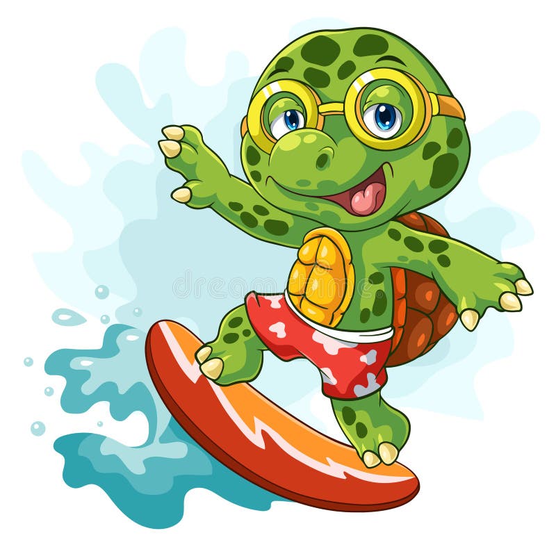 Turtle Surfing Stock Illustrations – 841 Turtle Surfing Stock ...