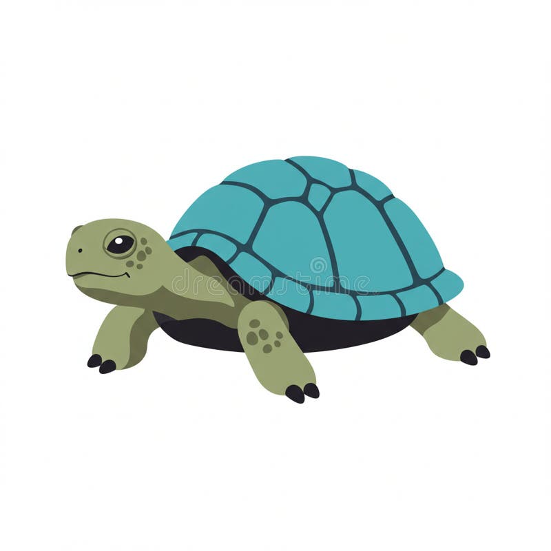 Cartoon Turtle with a Teal Hexagonal-patterned Shell and Green Skin. it ...