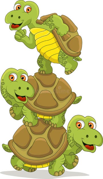Cartoon Turtle Teamwork stock illustration. Illustration of ...