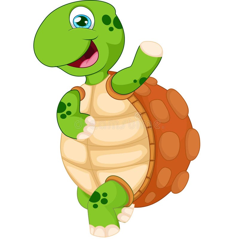 Cartoon Turtle Waving Hand, Isolated on White Stock Vector ...