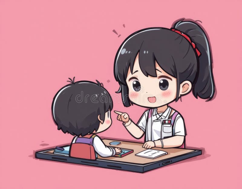 Cartoon Tutor Teaching Student Online Education Concept with Mobile ...