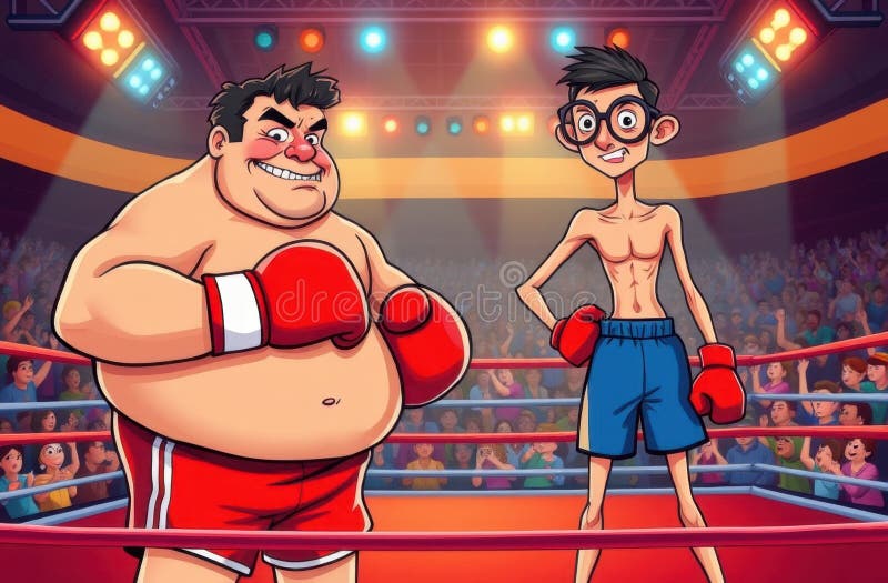 A Cartoon of Two Boxers at 1-1-2025 Stock Illustration - Illustration ...