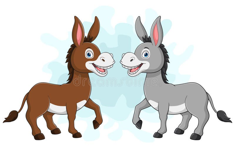 Cartoon of Two Donkeys Having Fun Stock Vector - Illustration of mule ...