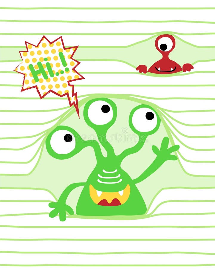 Funny Aliens Cartoon Coloring Book Stock Vector - Illustration of ...