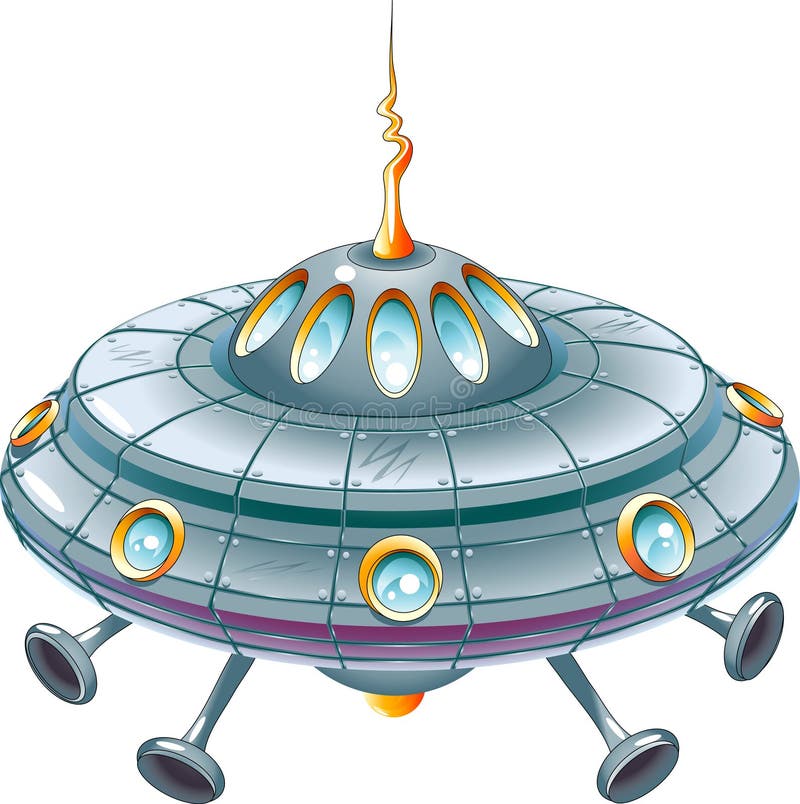 Cartoon ufo stock vector. Illustration of metallic, spaceship - 16366051