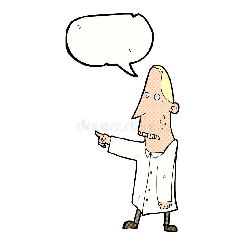 Cartoon Ugly Man Pointing With Speech Bubble Stock Illustration ...