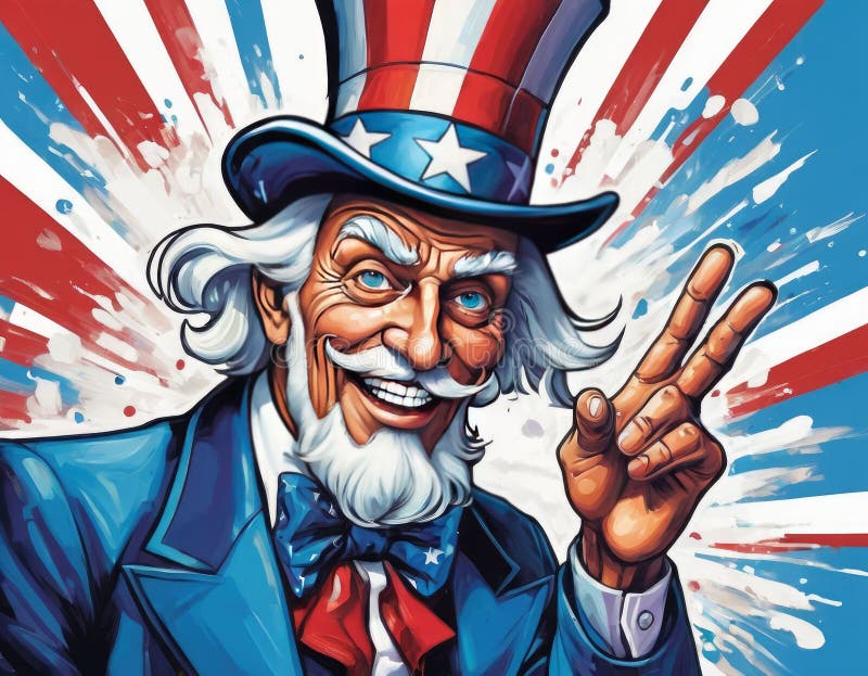 Cartoon Uncle Sam. Using Blue, Red and White Colors. Stock Image ...