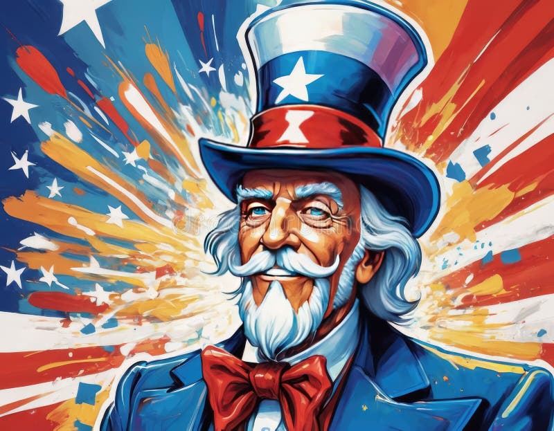 Cartoon Uncle Sam. Using Blue, Red and White Colors. Stock Image ...