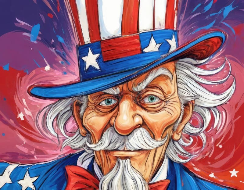 Cartoon Uncle Sam. Using Blue, Red and White Colors. Stock Photo ...