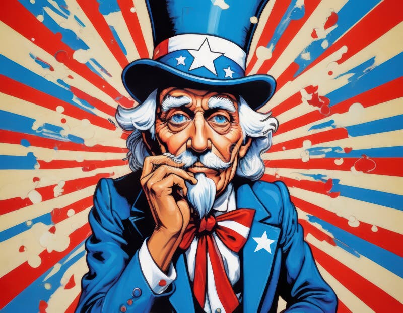 Cartoon Uncle Sam. Using Blue, Red and White Colors. Sad Uncle Sam ...