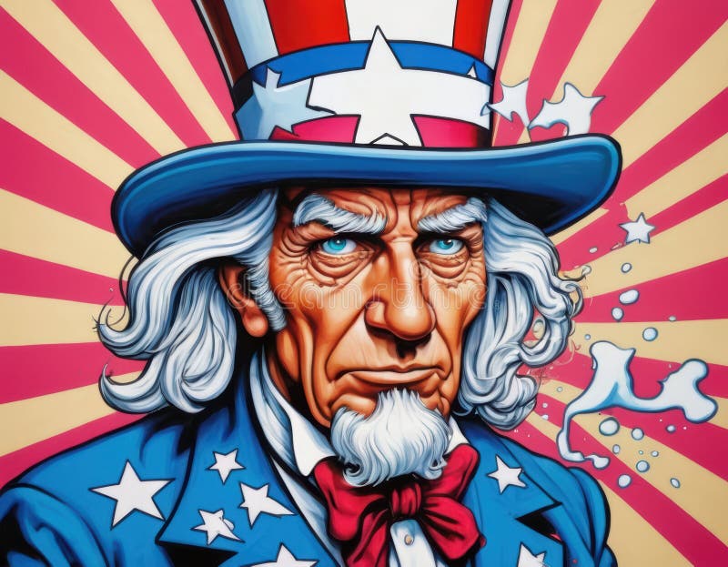 Cartoon Uncle Sam. Using Blue, Red and White Colors. Sad Uncle Sam ...