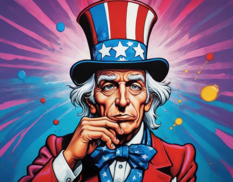Cartoon Uncle Sam. Using Blue, Red and White Colors. Sad Uncle Sam ...