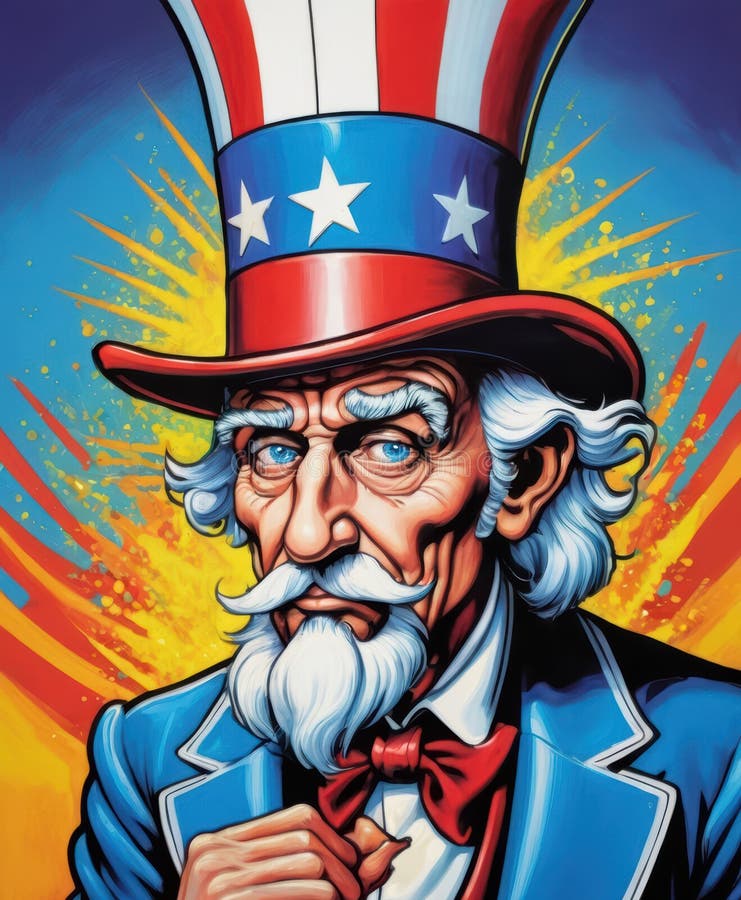 Cartoon Uncle Sam. Using Blue, Red and White Colors. Sad Uncle Sam ...