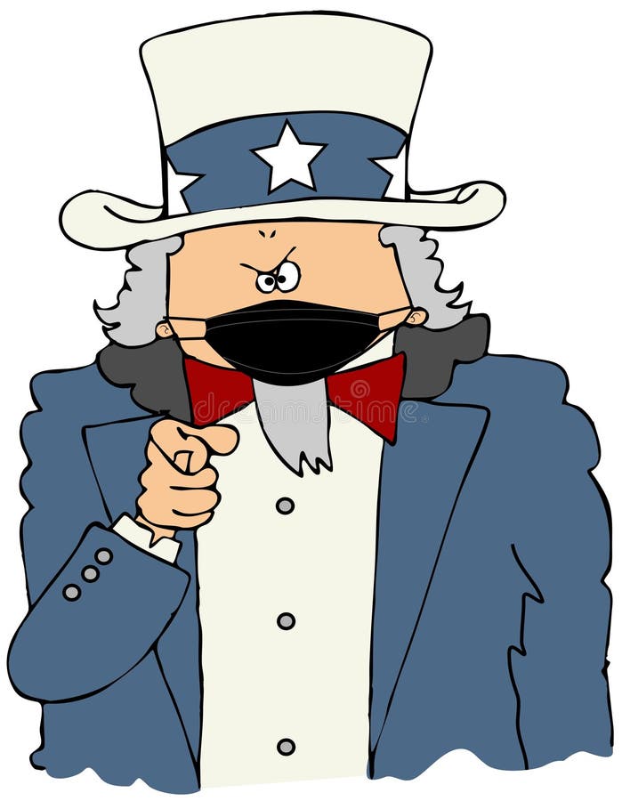 Cartoon Uncle Sam Wearing a Face Mask Stock Illustration - Illustration ...