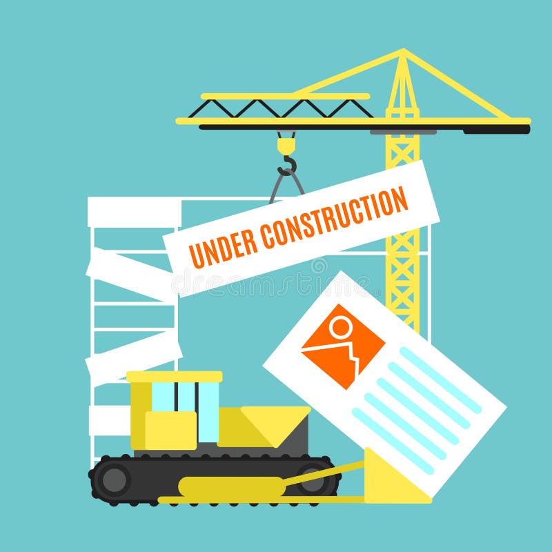 Cartoon Under Construction Site Card Poster. Vector Stock Vector ...
