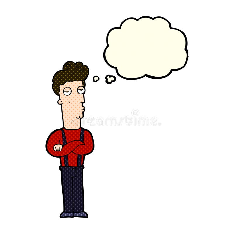 Cartoon Unimpressed Man with Thought Bubble Stock Illustration ...