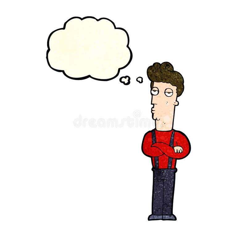 Cartoon Unimpressed Man with Thought Bubble Stock Illustration ...